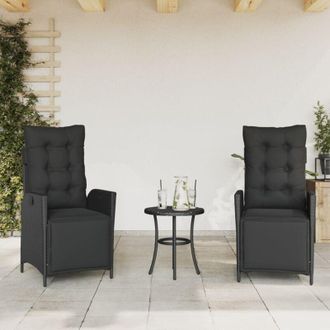 vidaXL Vidaxl - Gartensessel mit Fu&szlig;teil 2 Stk. Verstellbar Schwarz Poly Rattan