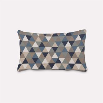 Schöner Leben Kissenhülle Halbpanama Leinenlook Dreiecke blau grau, Größe:40x60cm (HxB)