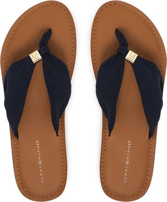Tommy Hilfiger Zehentrenner Tommy Hilfiger Th Ltr Footbed Summer Sandal FW0FW09194 Dunkelblau