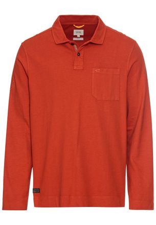 Camel Active Herren Langarm Poloshirt aus zertifiziertem Organic Cotton Rot, menswear-3XL