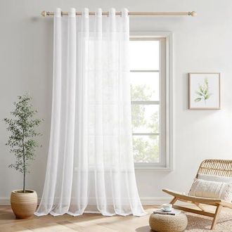 Miulee 1 Panneaux Couleur Pure Rideaux De Fen&ecirc;tre Transparents Lisse &Eacute;l&eacute;gant Panneaux Voile De Fen&ecirc;tre Rideaux Traitement pour Chambre Salon &agrave; Oeillets 200x2