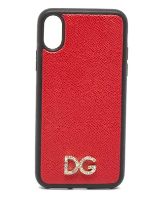 Dolce & Gabbana coque diPhone X en cuir - Rouge