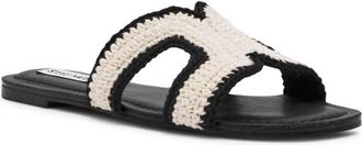 Steve Madden Zarnia - Sandales plates en raphia - Noir et cr&egrave;me-Neutre