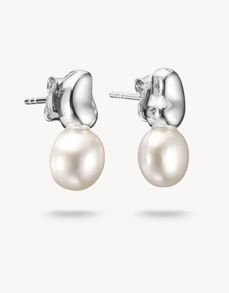 Thomas Sabo puces doreilles perle en argent, blanc-Argent&eacute;
