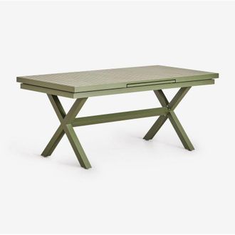 Sklum Karena ausziehbarer rechteckiger Gartentisch aus Aluminium Tiefes Gr&uuml;n Olive 180 - 240 x 90 cm - Sklum