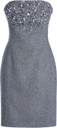 Genny Tr&auml;gerloses Lurex-Fischgr&auml;tkleid - - Dresses - Damen - Blau - XS