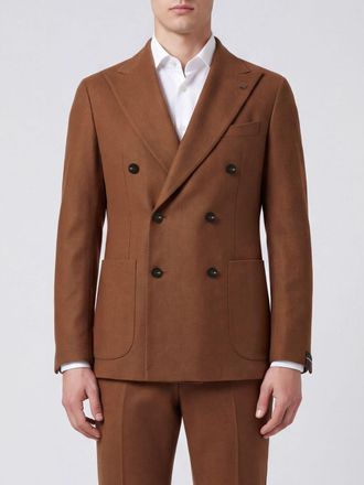 Tagliatore Blazer crois&eacute; en pure laine de chameau avec poches plaqu&eacute;es