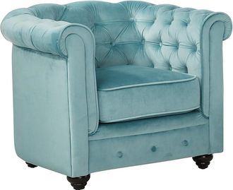 Vente-Unique Chesterfield-Sessel, Velours, Pastellblau