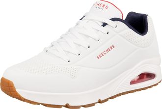 Skechers Herren Uno Stand On Air Sneaker, White Durabuck Navy Red Trim, 48.5 EU