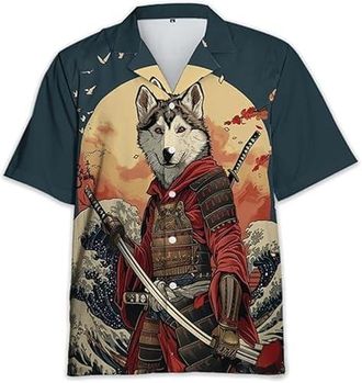 Keephen keephen Style dart Japonais Chemises Hawaiiennes pour Hommes Femmes Guerrier Samoura&iuml; Impression 3D Chemises &agrave; Boutons &Eacute;t&eacute; Vacances Chemise