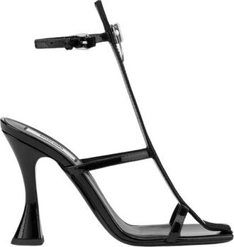 Moschino Femme, Chaussures, Noir, Taille: 37 1/2 EU Sandales &agrave; talons hauts en cuir verni