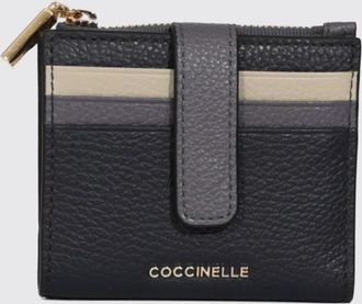 Coccinelle Bifold-Brieftasche aus genarbtem Leder mit bunten Streifen
