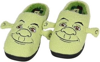 Bioworld Shrek Pantoufles brodées pour homme avec oreilles 3D en polaire doublée avec semelle intérieure à carreaux pour homme et femme, Sslipv1, Large-X-Large