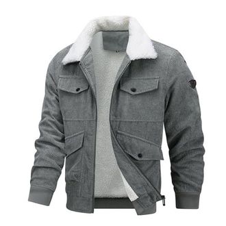 Generic Veste de camionneur en velours c&ocirc;tel&eacute; doubl&eacute; Sherpa pour homme - Manteaux dhiver chauds et &eacute;pais &agrave; revers boutonn&eacute; - Manteau &eacute;pais &agrave; manches longues, 