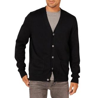 Amazon Essentials Pull Cardigan en Coton Homme, Noir, XS