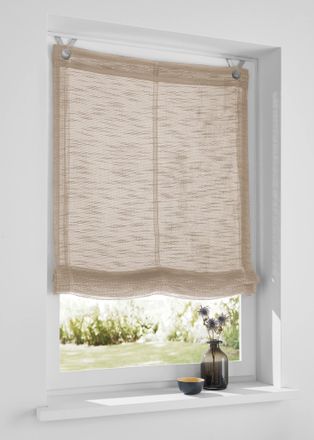 Kutti Heimtextilien Raffrollo Ösenrollo Celtic halbtransparent Farbe beige Breite ca. 120 cm Höhe ca. 140 cm