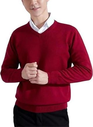 Generic Pull chaud en laine pour homme col en V ample d&eacute;contract&eacute; tricot&eacute; &agrave; manches longues pull polyvalent, 27, M