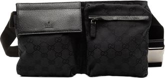 Gucci Bauchtaschen - GG Canvas Double Pocket Belt Bag - Gr. ONE SIZE - in Schwarz - f&uuml;r Damen