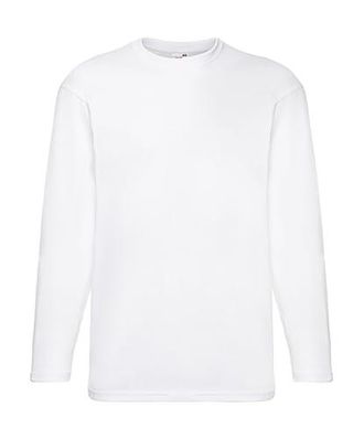 Fruit Of The Loom Valueweight Long Sleeve Top de Sport, Blanc, XXL Homme