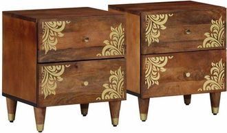 vidaXL Nachttisch 2 pcs Honigbraun 40 x 33 x 46 cm massives Mangoholz Vidaxl