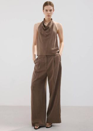 Mango Gerade Lyocell-Hose braun - Damen - XXS - MANGO