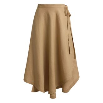 Ralph Lauren Femme, Jupes, Beige, Taille: 36 FR Jupe portefeuille en lin