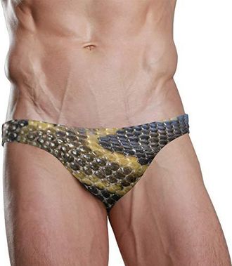 Montoj Slip de Bain Sexy pour Homme Motif Peau de Serpent - - M