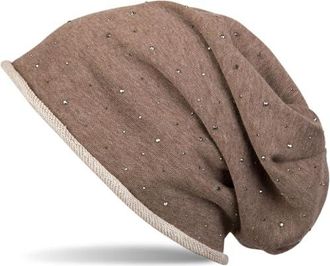 styleBREAKER Bonnet Classique avec Une Application en Rivets Brillants et Bord roulott&eacute;, Chaud, Unisexe 04024024, Couleur:Marron