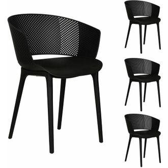 IDIMEX Lot de 4 chaises de jardin en polypropyl&egrave;ne r&eacute;sistant aux UV - Hauteur dassise 47 cm - Conception l&eacute;g&egrave;re et &eacute;l&eacute;gante - Assemblage facile