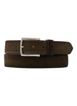 Post & Co Herren Velour-G&uuml;rtel gr&uuml;n Veloursleder