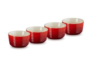 LE CREUSET Set de 4 Mini Ramequins Ronds en grès émaillé, 100 ml, Cerise, 79109100600000