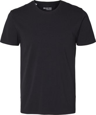 Selected Herren Selected Basic T-Shirt | Einfarbiges Rundhals Kurzarm Shirt SLHNEWPIMA | Jersey Stretch Baumwolle, Farben:Schwarz, Größe:XXL