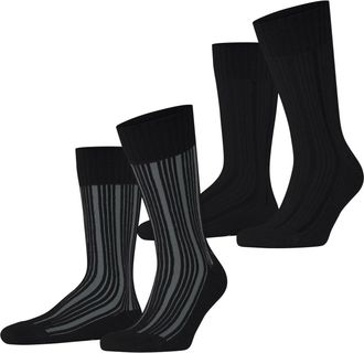 Esprit Herren Socken Plush Rib Multipack M So Baumwolle gemustert 2 Paar, Schwarz Black 3000, 39-42