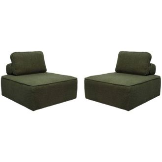 Sweeek 2er-Set Sessel Einsitzer f&uuml;r modulares Boucl&eacute;-Sofa, Boucl&eacute;, Khaki