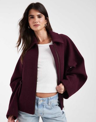 Tommy Jeans veste en m&eacute;lange de laine bordeaux-Rouge