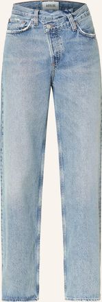A Gold E Agolde Straight Jeans Arc Criss Cross blau