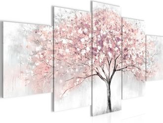 Runa Art Bilder Baum Herbst 200 x 100 cm 5 Teilig XXL Wanddekoration Design Grau Rosa Natur 053251b