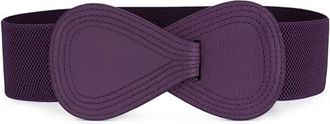 Allegra K Ceinture &eacute;lastique en similicuir avec boucle interlock en forme de 8 pour femme Violet Tour de taille : 93,5 cm-124 cm, violet, Fit Waist Girth:37/93.