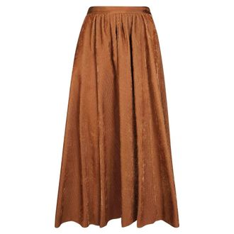 Forte_Forte Femme, Jupes, Orange, Taille: 38 FR Jupe Longuette Pliss&eacute;e en Velours C&ocirc;tel&eacute; Fluide