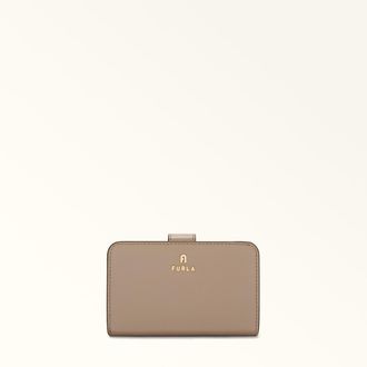 Furla Camelia Kompaktes Portemonnaie M Stucco Gray Grau Strukturiertes Leder Damen