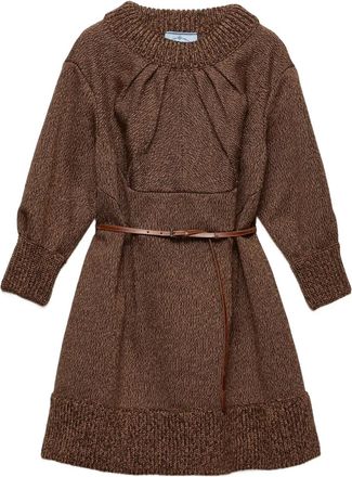 Prada Mouliné Minikleid aus Wolle - Braun