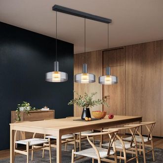 Globo Lighting Lampe suspendue plafonnier led salle à manger lumière verre couleur fumée 90cm