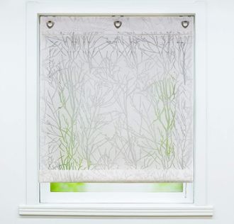 Joyswahl Voile &Ouml;senrollo Unifarbenes Romantsiches Ausbrenner Design mit &Auml;ste Druck &raquo;Thea&laquo; Schals Fenster Gardine mit Hakenaufh&auml;ngung, ohne Bohren BxH 80x140cm 