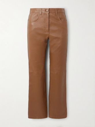 Joseph Pantalon &Eacute;vas&eacute; Raccourci En Cuir Duke - Marron