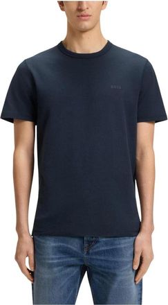 HUGO BOSS Homme, Tops, Bleu, Taille: M T-Shirt Court en Coton &agrave; Col Rond