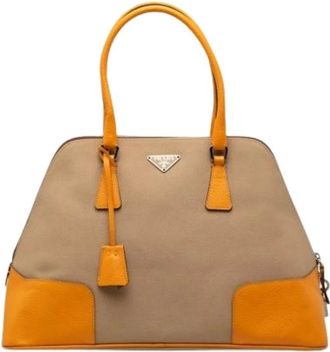 Prada Sac &agrave; main en toile Pre-owned - Femme - Pre-owned - Beige - Taille: ONE Size