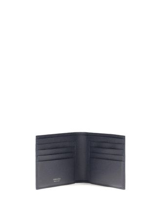 Ferragamo Mens Leather Wallet New Navy Calf Umbrellas