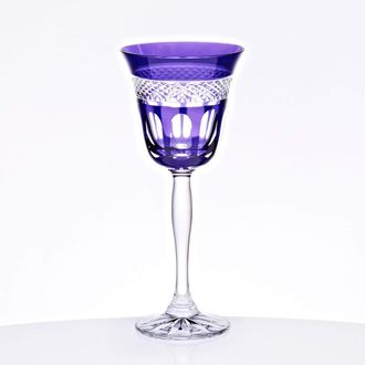 Cristalica Wei&szlig;weinglas 170ml Weinkelch Retro Kelchglas Kristallglas geschliffen violett