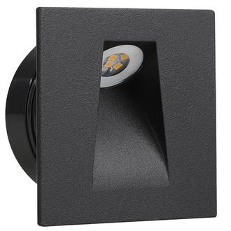 Eglo Spot LED encastrable Mecinos, luminaire encastré mur, spot mural noir pour escalier, blanc chaud, 8 cm