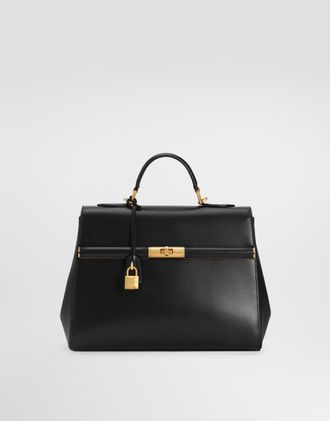 Dolce & Gabbana Marlene Handbag In Palmellato Calfskin - Frau Handtaschen Schwarz Onesize